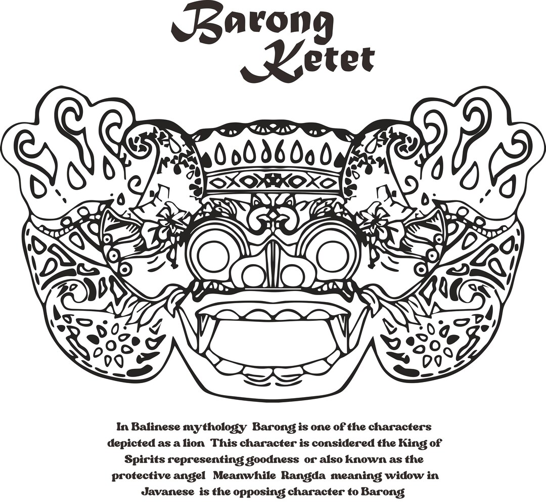 Barong Ketet Bali Coloring Page - Etsy