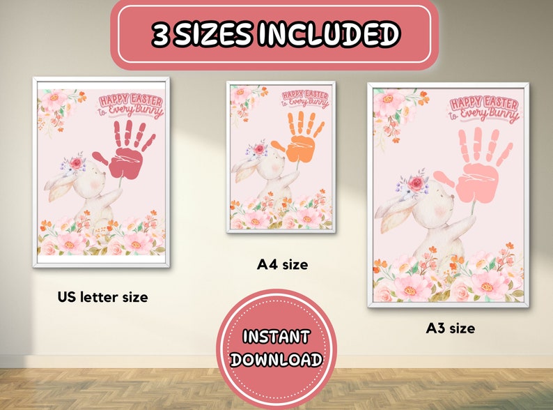 PRINTABLE Easter Bunny Handprint Craft for Kids Cute Easter Handprint ...