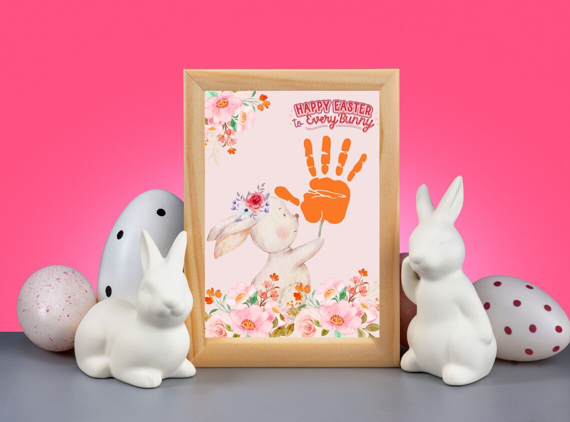 PRINTABLE Easter Bunny Handprint Craft for Kids Cute Easter Handprint ...