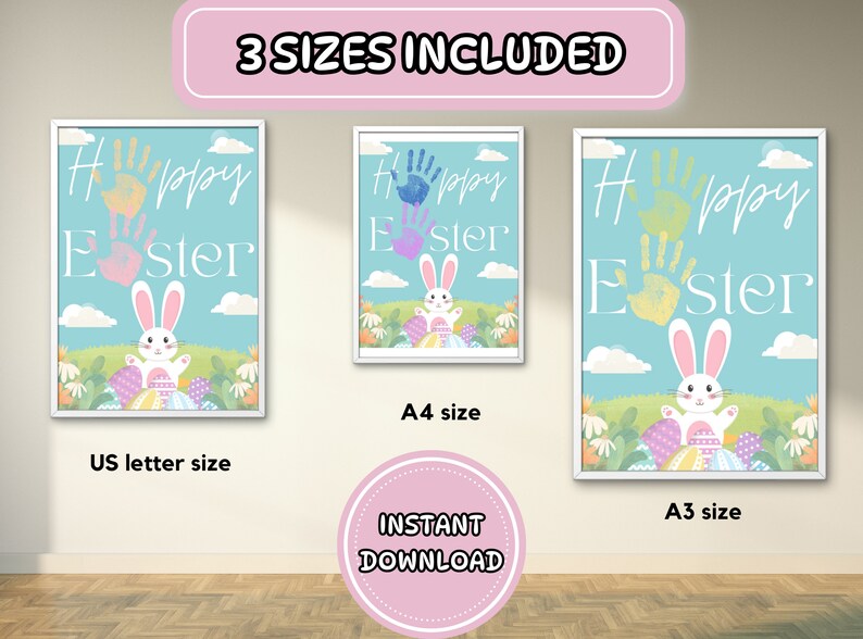 PRINTABLE Hoppy Easter Handprint Craft for Kids Cute Easter Bunny ...