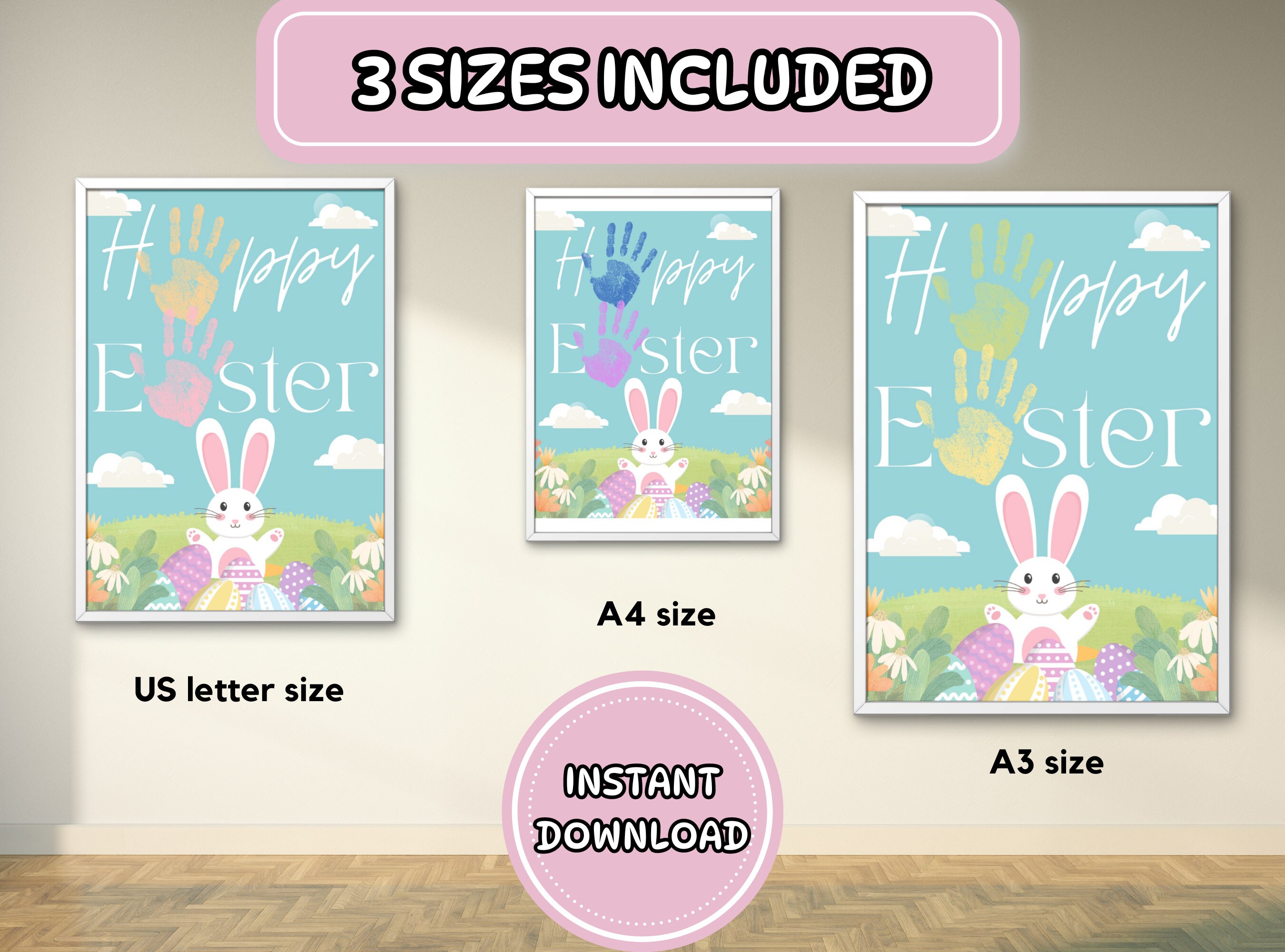 PRINTABLE Hoppy Easter Handprint Craft for Kids Cute Easter Bunny ...