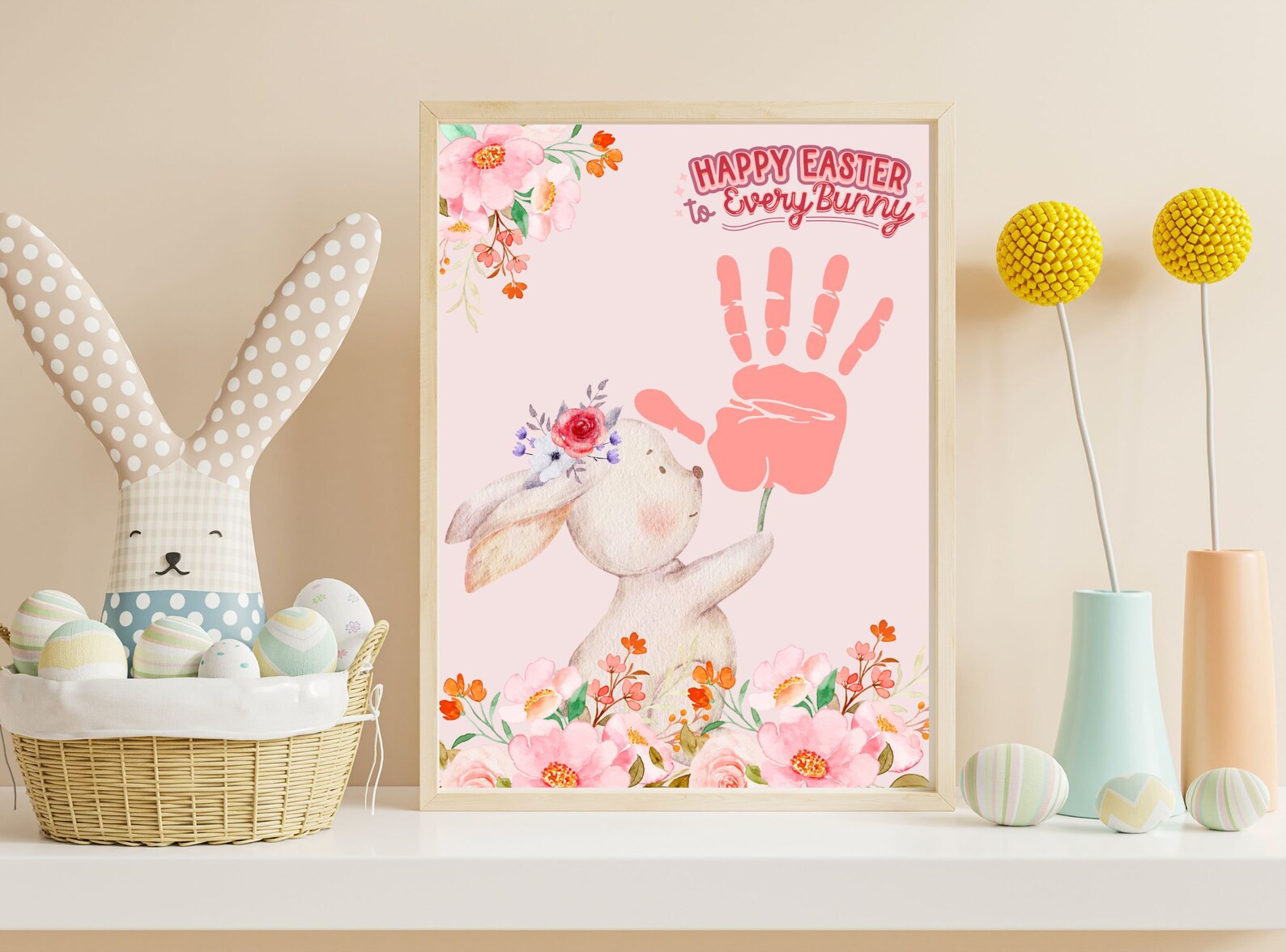 PRINTABLE Easter Bunny Handprint Craft for Kids Cute Easter Handprint ...