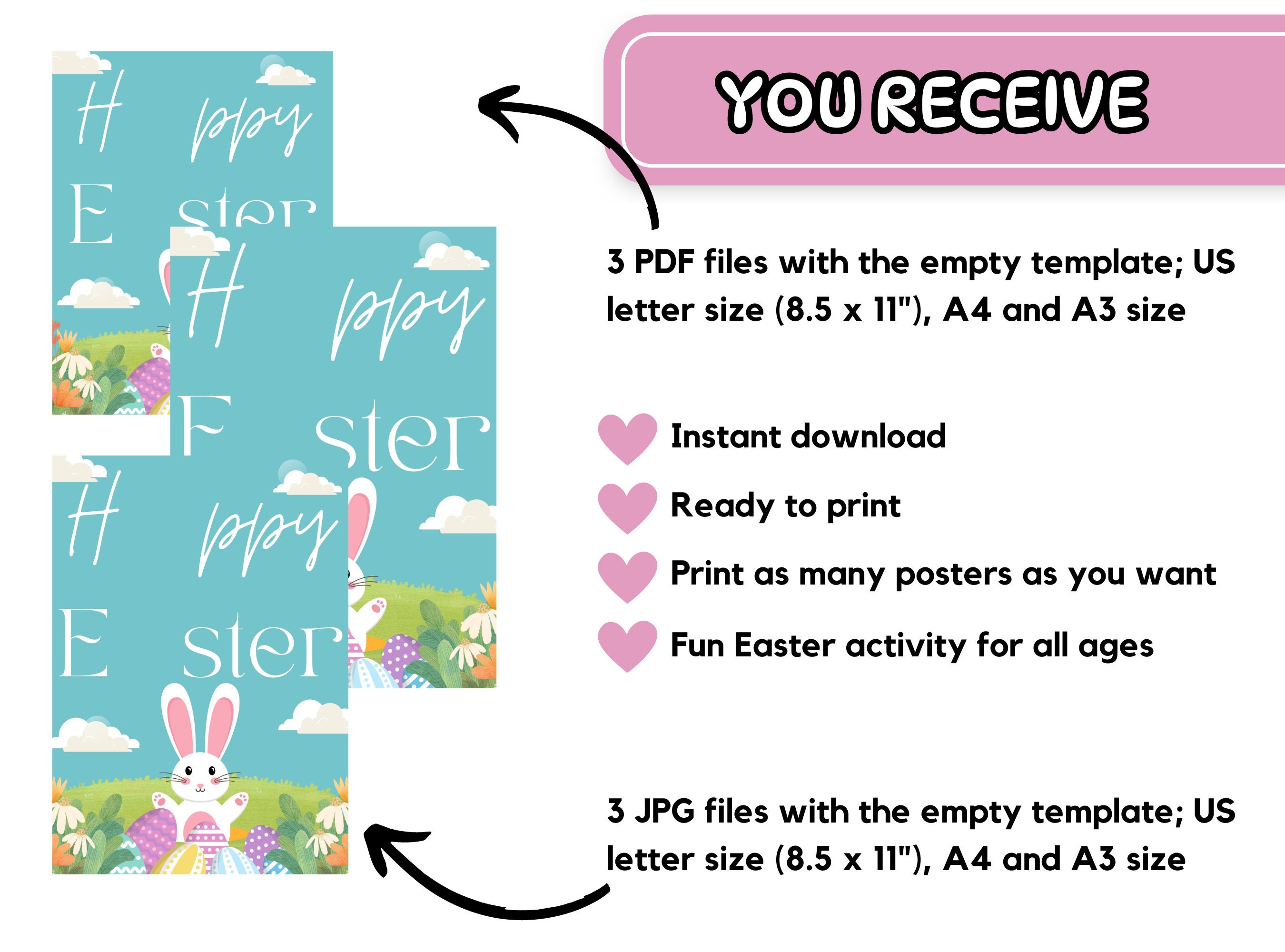 PRINTABLE Hoppy Easter Handprint Craft for Kids Cute Easter Bunny ...