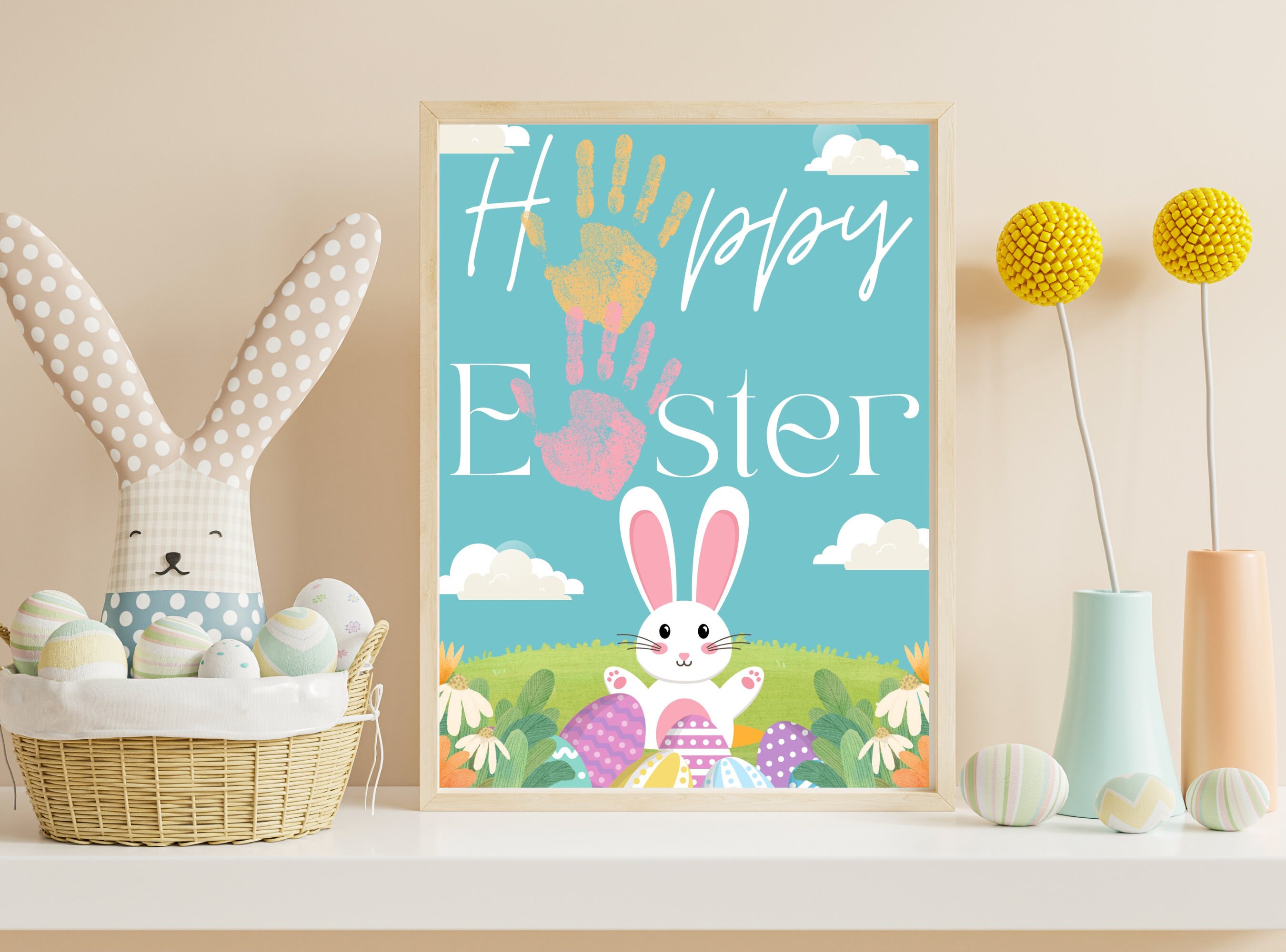 PRINTABLE Hoppy Easter Handprint Craft for Kids Cute Easter Bunny ...