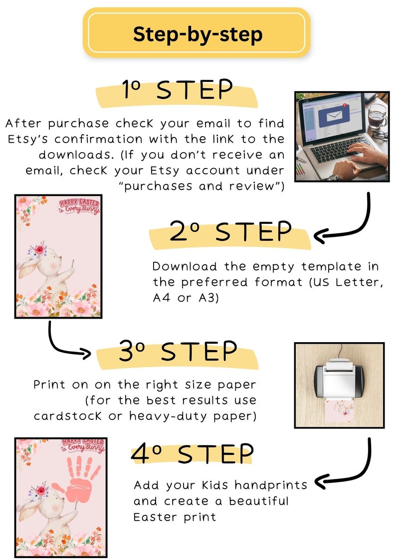 PRINTABLE Easter Bunny Handprint Craft for Kids Cute Easter Handprint ...