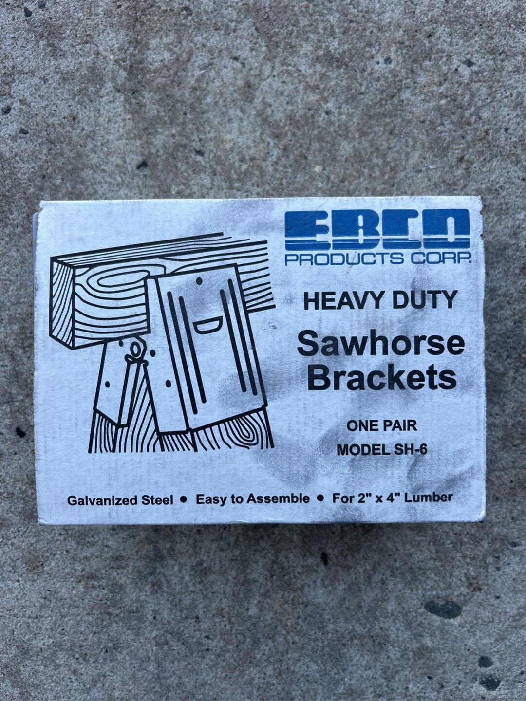 New in Box EBCO Heavy Duty Sawhorse Brackets Set of 2 #SH-6 Galv. Steel ...