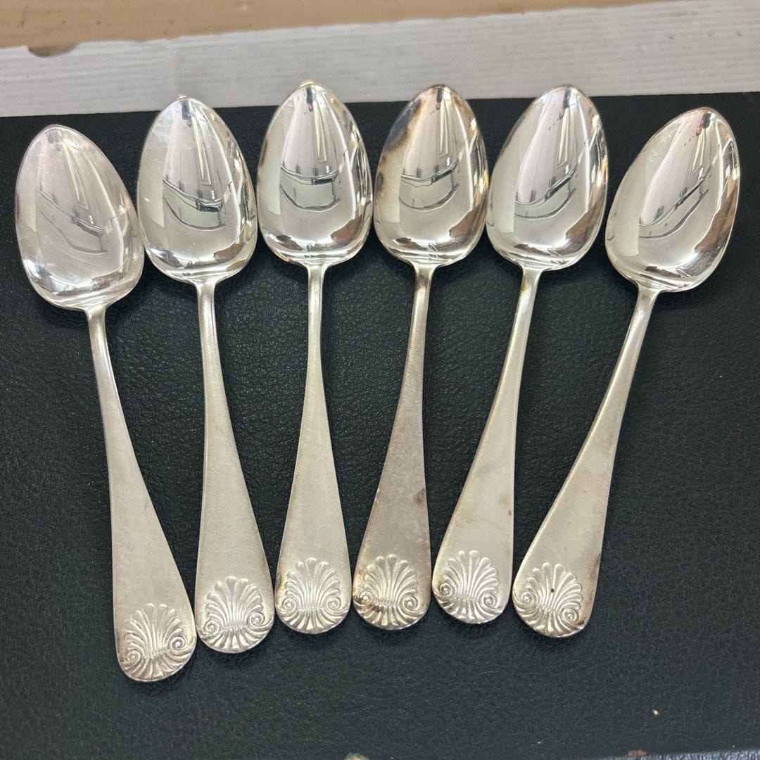 Vintage Antique Set of William Rogers and Son AA Silver Spoons Set of 6 ...