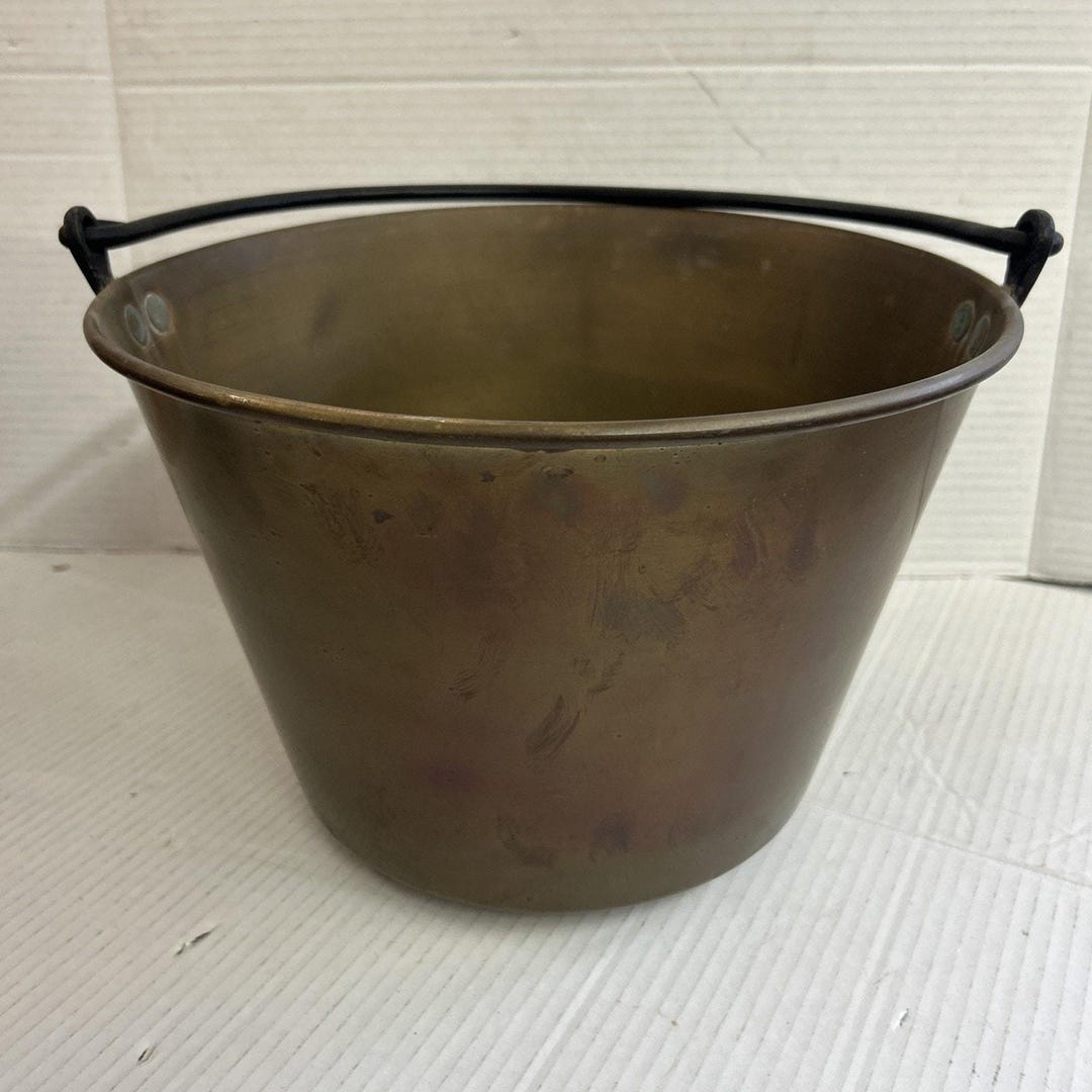 Antique Large Copper Bucket Pot With Handle Vintage Home Decor - Etsy