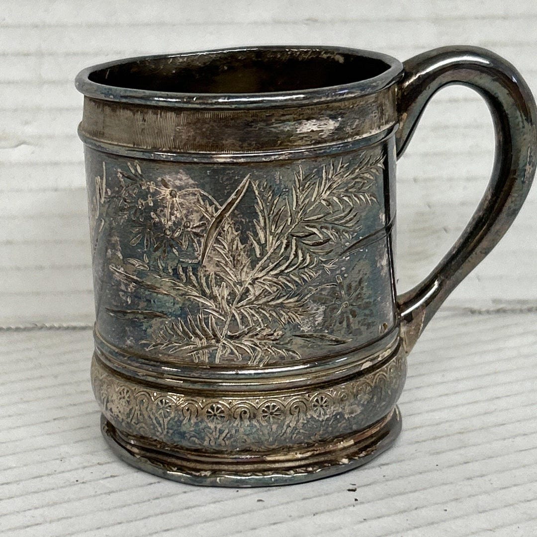 Antique Meriden Quadruple Silver Plate 872 Drinking Cup Mug Engraved ...
