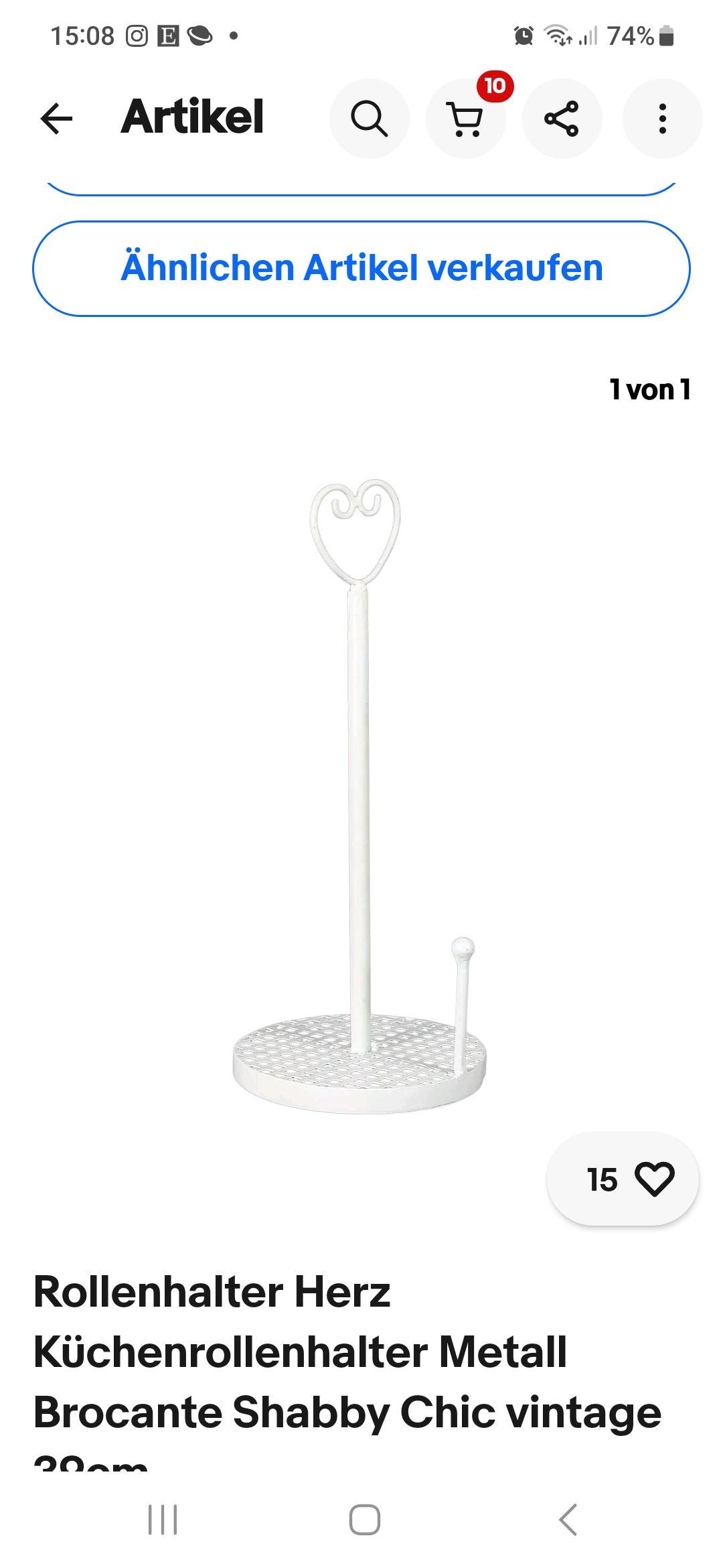 Roll Holder Heart Kitchen Roll Holder Metal Brocante Shabby Chic ...