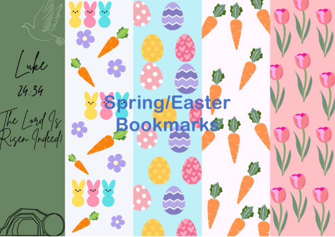 5 Spring/easter Printable Bookmarks - Etsy