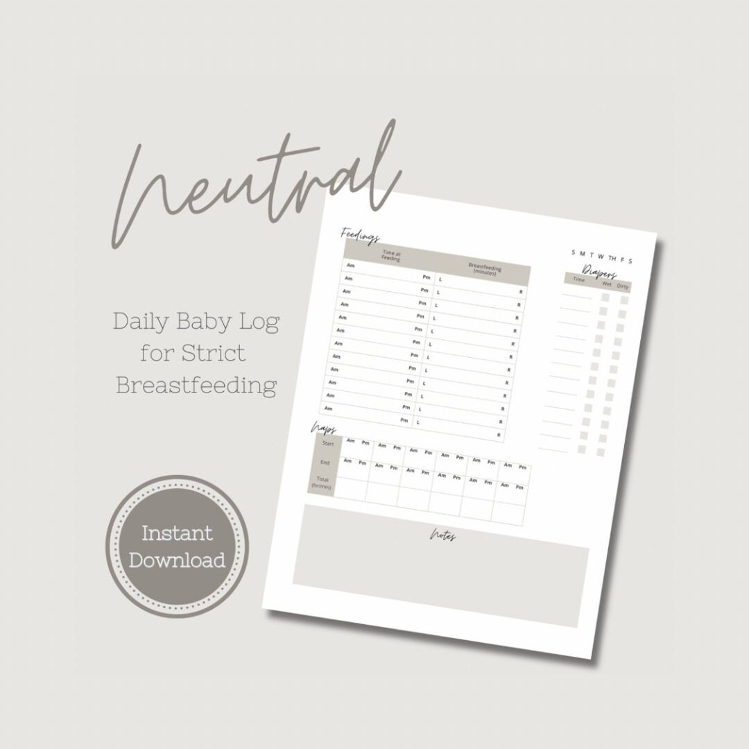 Breastfeeding | Daily Baby Log | Tracking Template - Etsy