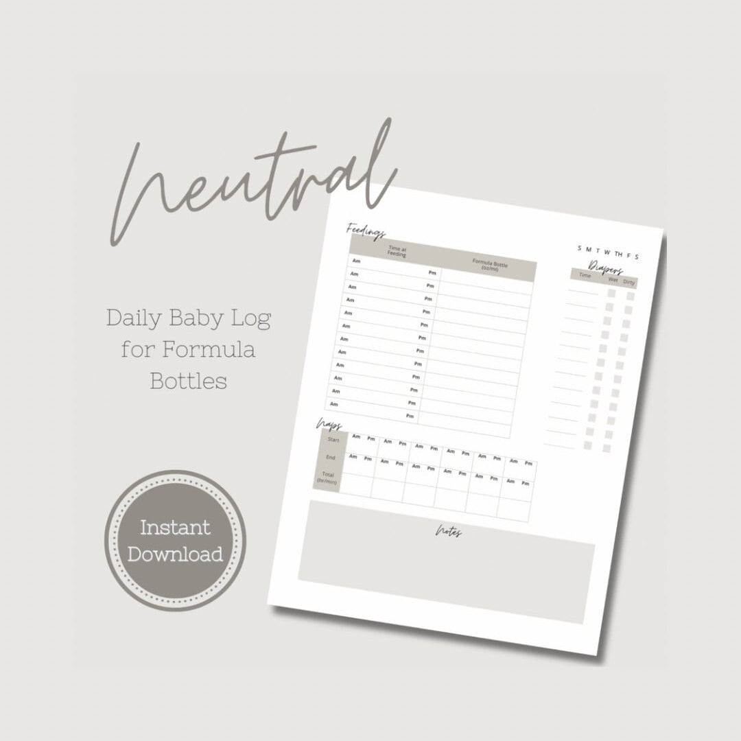 Formula Fed | Daily Baby Log | Tracking Template - Etsy