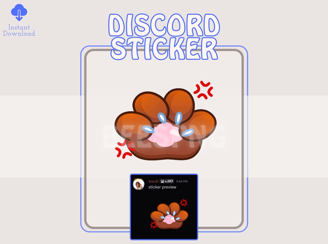 Animated Discord Sticker » Angry Paw » Instant Download | Server Emote ...