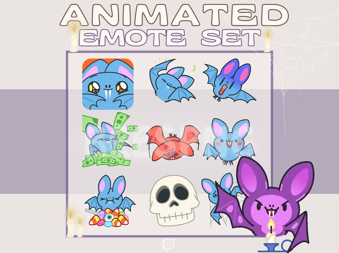 Animated Twitch Emote » Blue Bat Pack » Halloween Emotes | Bat Emote ...