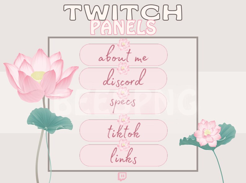 15-piece Mystbloom Twitch Panel Set With Lotus and Pink Designs - Etsy