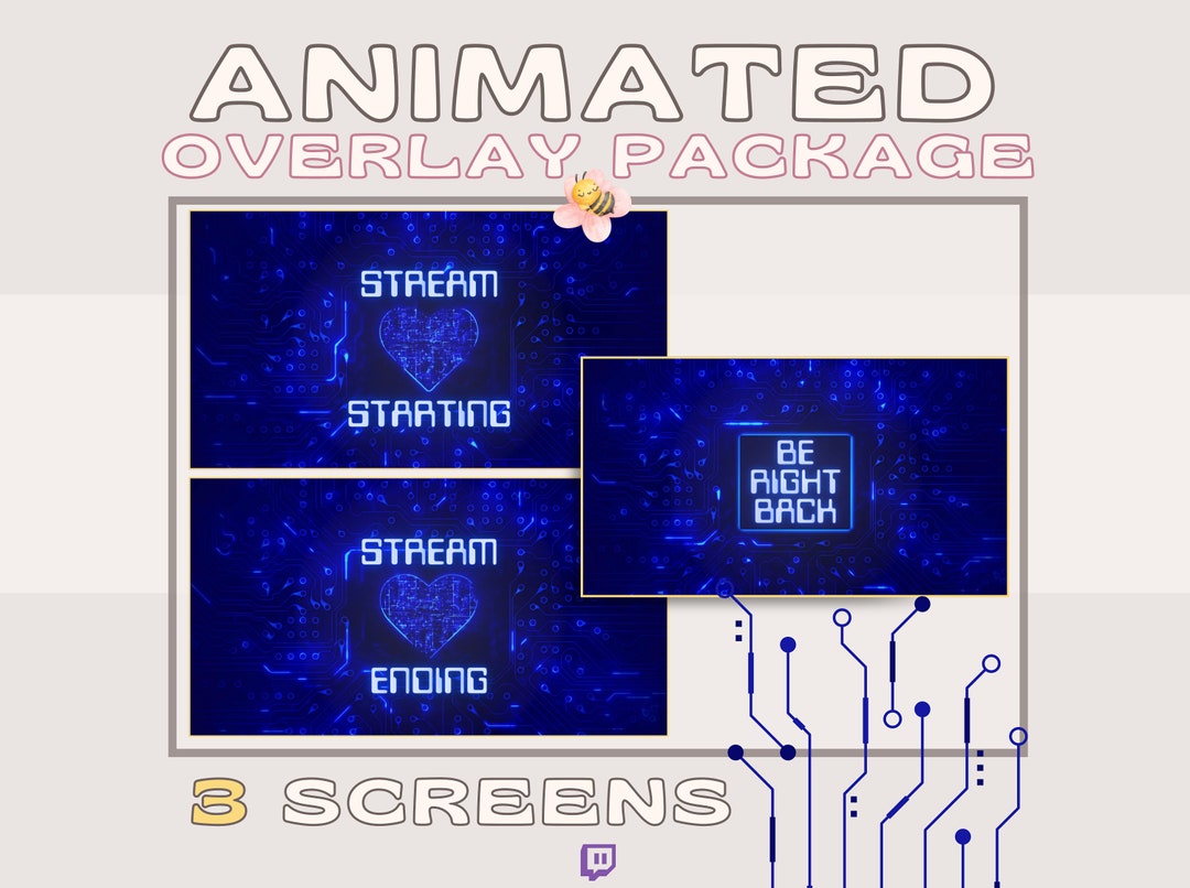 Neon Circuit 3pc Animated Twitch Overlay Starter Package Animated ...