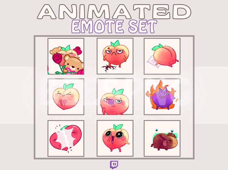Animated Emote Set » ''emotional Peach Pack'' » Emotes for Twitch ...