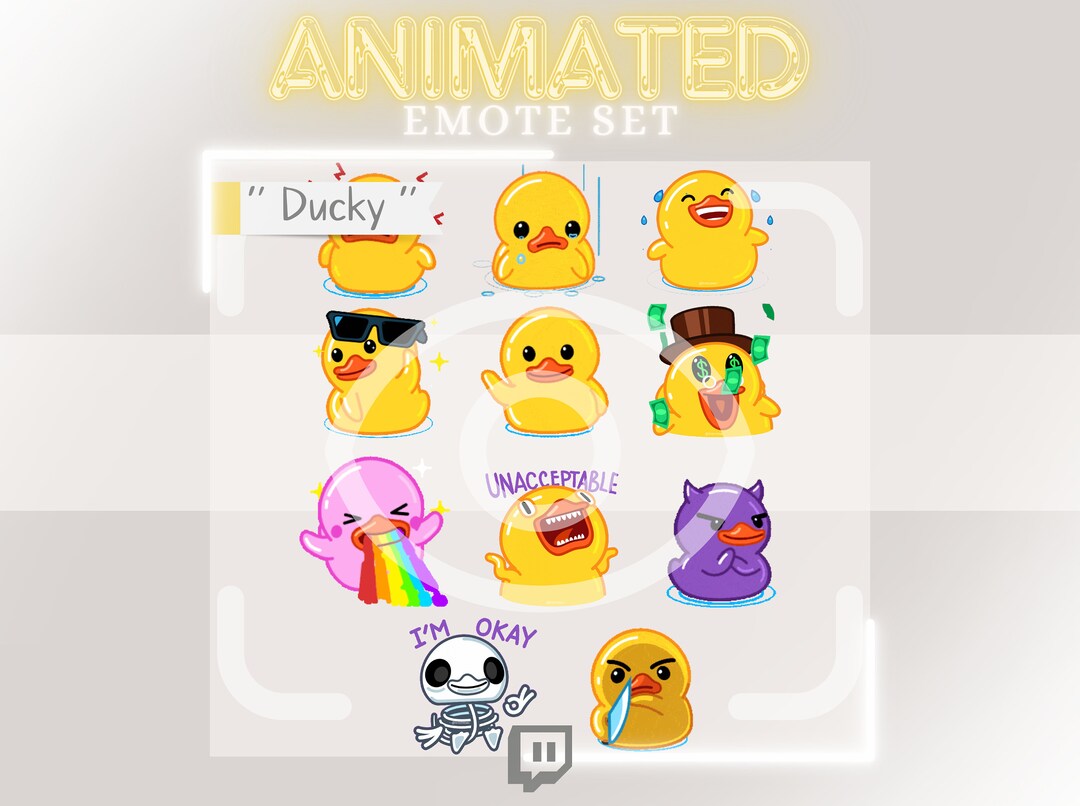 Ducky, Animated Emote Set Kawaii Duck Emote Set Animated Emotes for ...