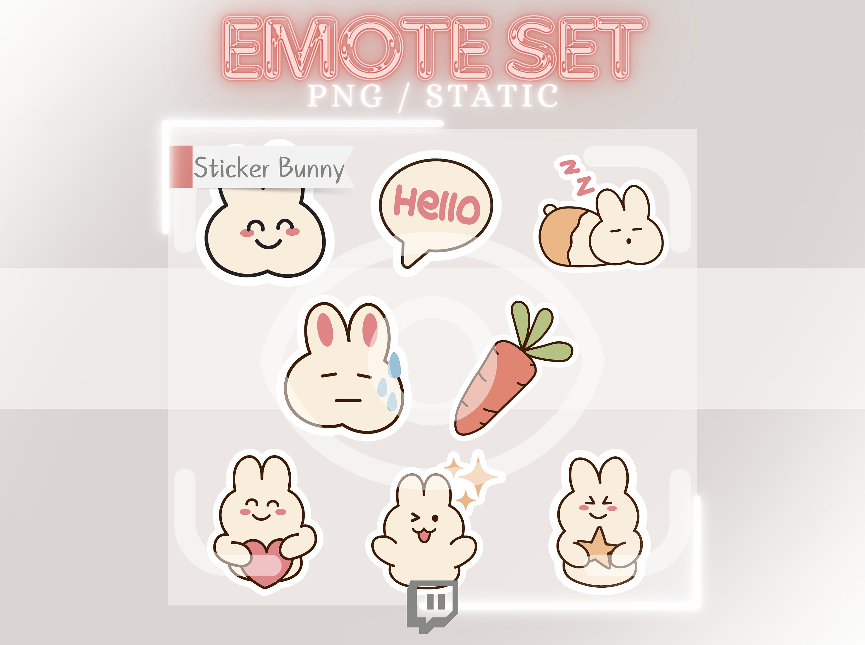 Emote Set ''sticker Bunny Set'' Emotes for Twitch Cute Emotes, Dancing ...
