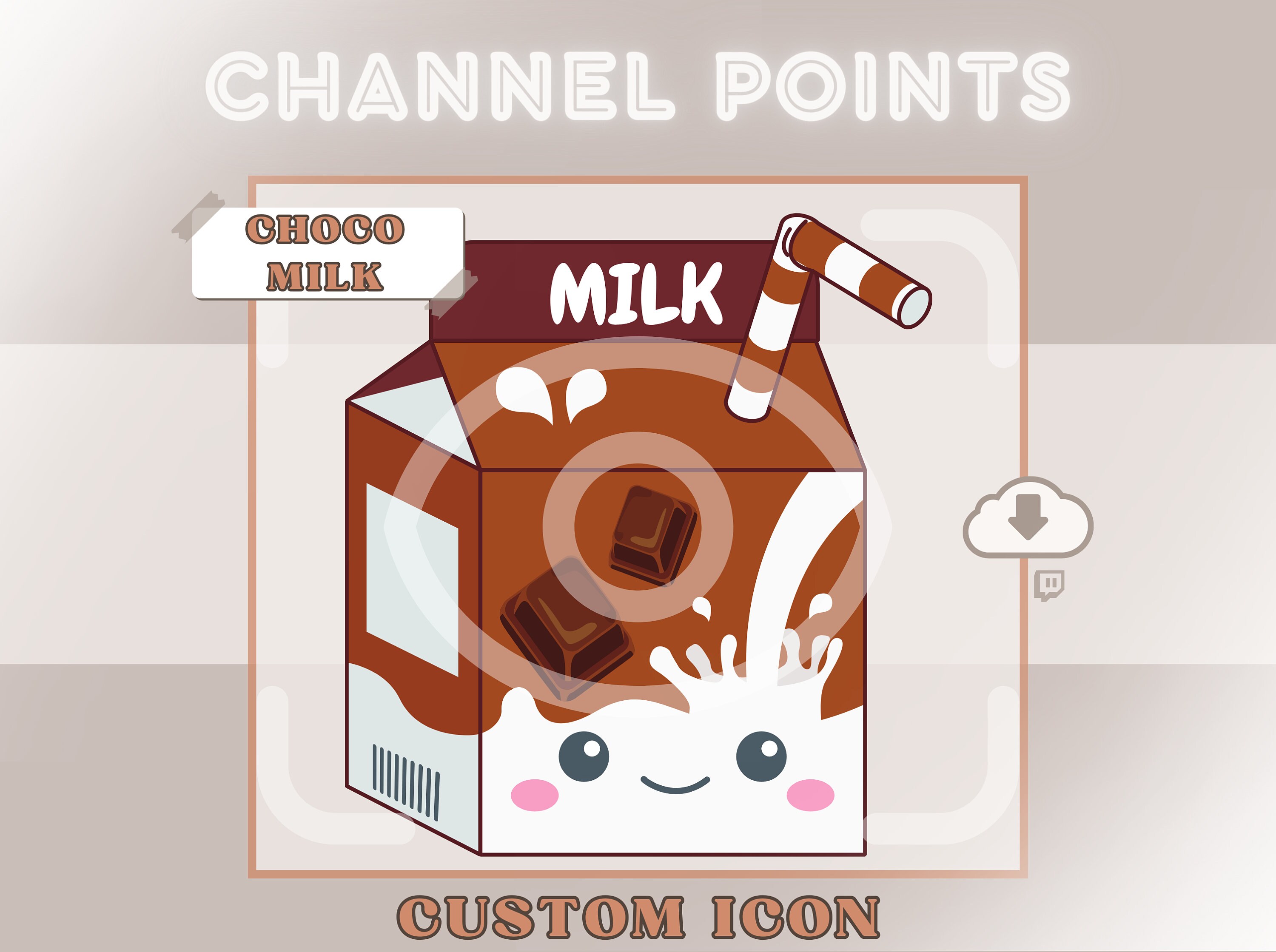 Choco Milk Channel Point Icon Viewer Currency Icon Kawaii Icon, Channel ...