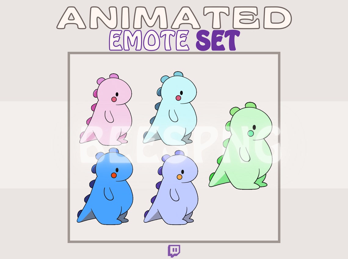 Animated Emote Set ''dancing Dino, 5pc Set'' Emotes for Twitch Cute ...