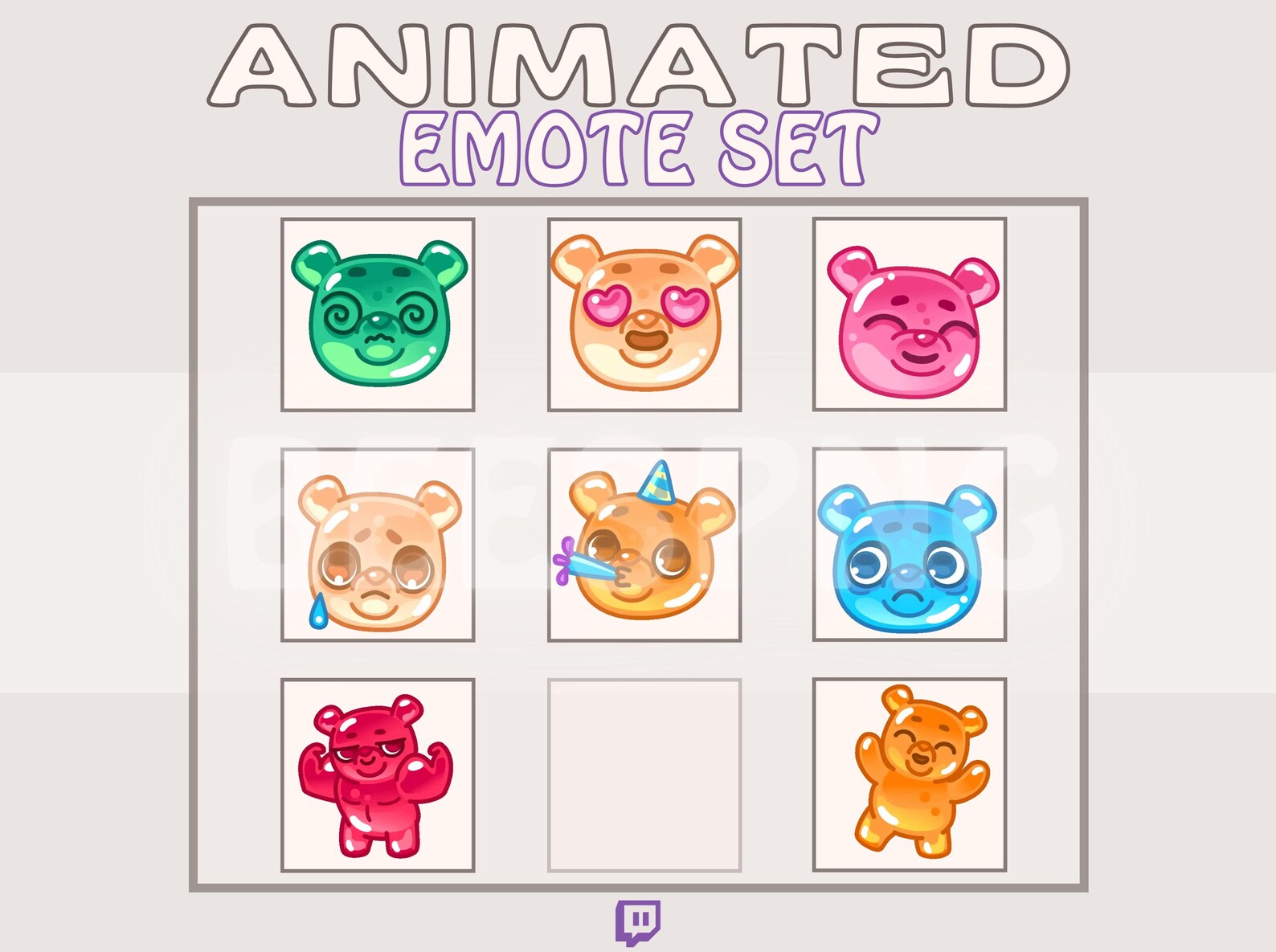Animated Emote Set » ''the Gummies, V1'' » Emotes for Twitch | Candy ...