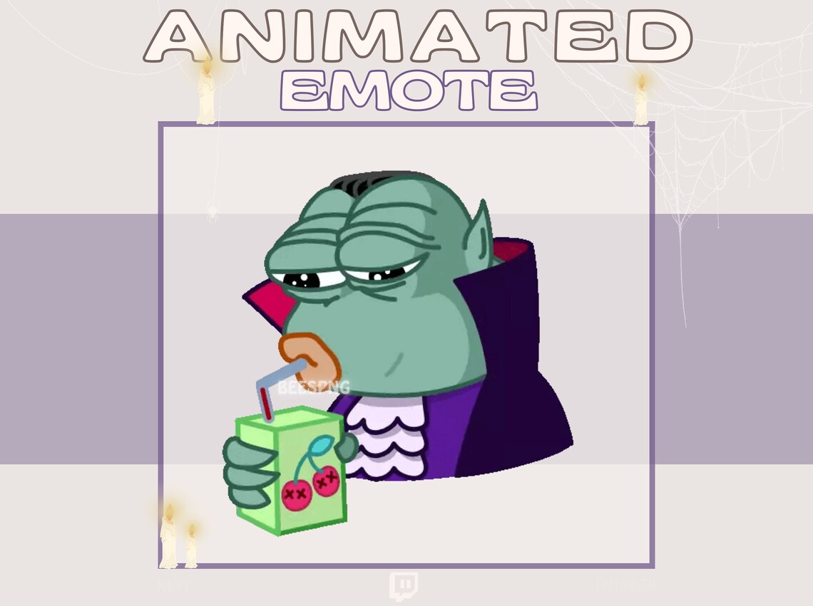Animated Vampire Pepe Twitch Emote: Sipping Cherry Juice (halloween ...