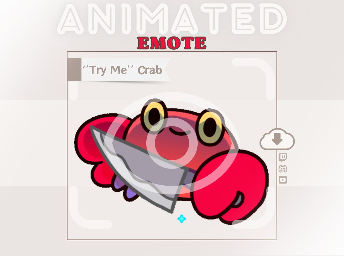 Animated Twitch Emote try Me Crab'' Emotes for Twitch Cute Emotes ...