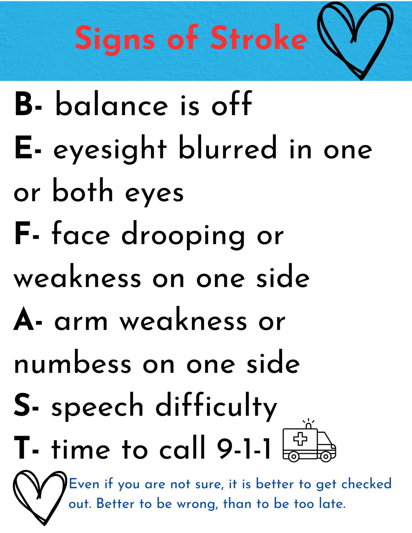 Signs of Stroke, Health Reminders, Warning Signs of Stroke - Etsy