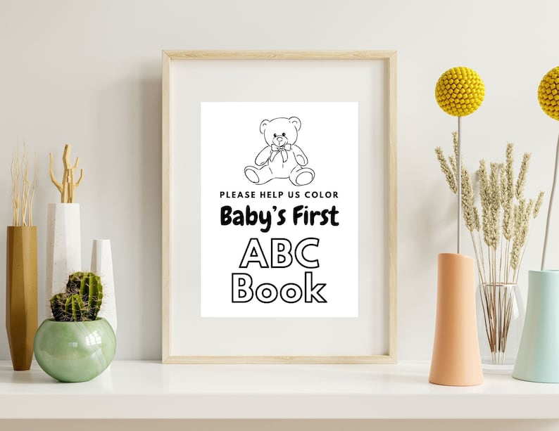 Baby's First ABC Book, Baby Shower Alphabet Book, Baby Shower Coloring ...