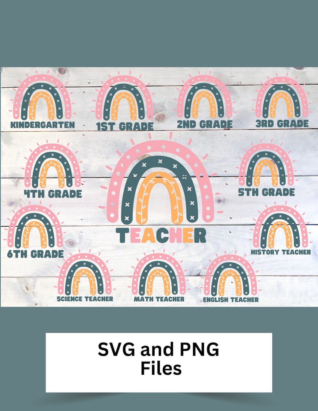 Boho Rainbow Teacher Shirt Design Bundle Colorful Educator Apparel With ...