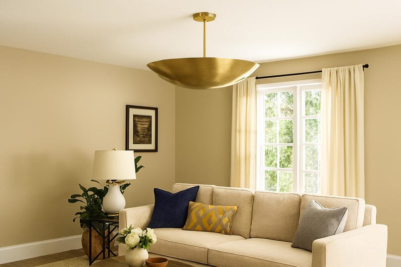 Elegant Gold Ceiling Lamp – Mid-century Inspired Dome Light for Dining ...