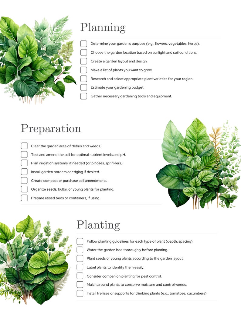 Gardening, Checklist, Spring, Vegetables - Etsy