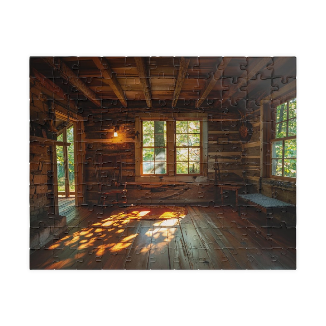 Jigsaw Puzzle, Sunlit Cabin Nature Scene, Woodland Cabin Puzzle, 110 ...