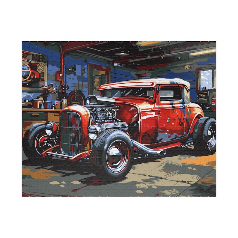 Hot Rod Garage Jigsaw Puzzle: Car Enthusiast Brain Teaser - Etsy