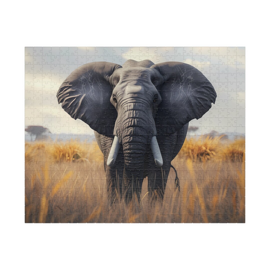 Elephant on Savannah Puzzle - Etsy