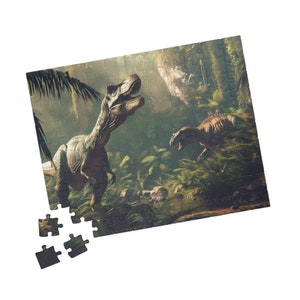 Dinosaurs in a Prehistoric Jungle Puzzle - Etsy