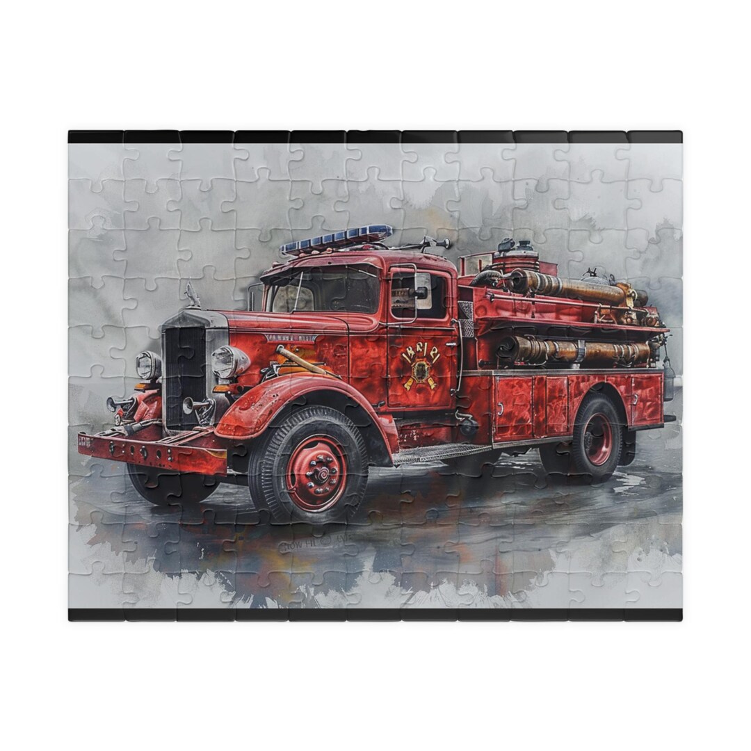 Old School Fire Engine Puzzle - Etsy