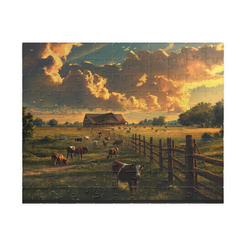 Puzzle, Cattle Ranch Jigsaw Puzzle (110, 252, 520, 1014-piece), Farm ...