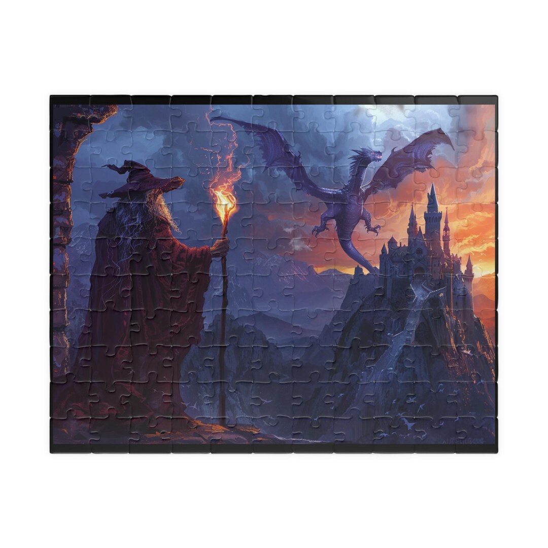Wizard Dragon Castle Jigsaw Puzzle: Fantasy Lover Gift - Etsy