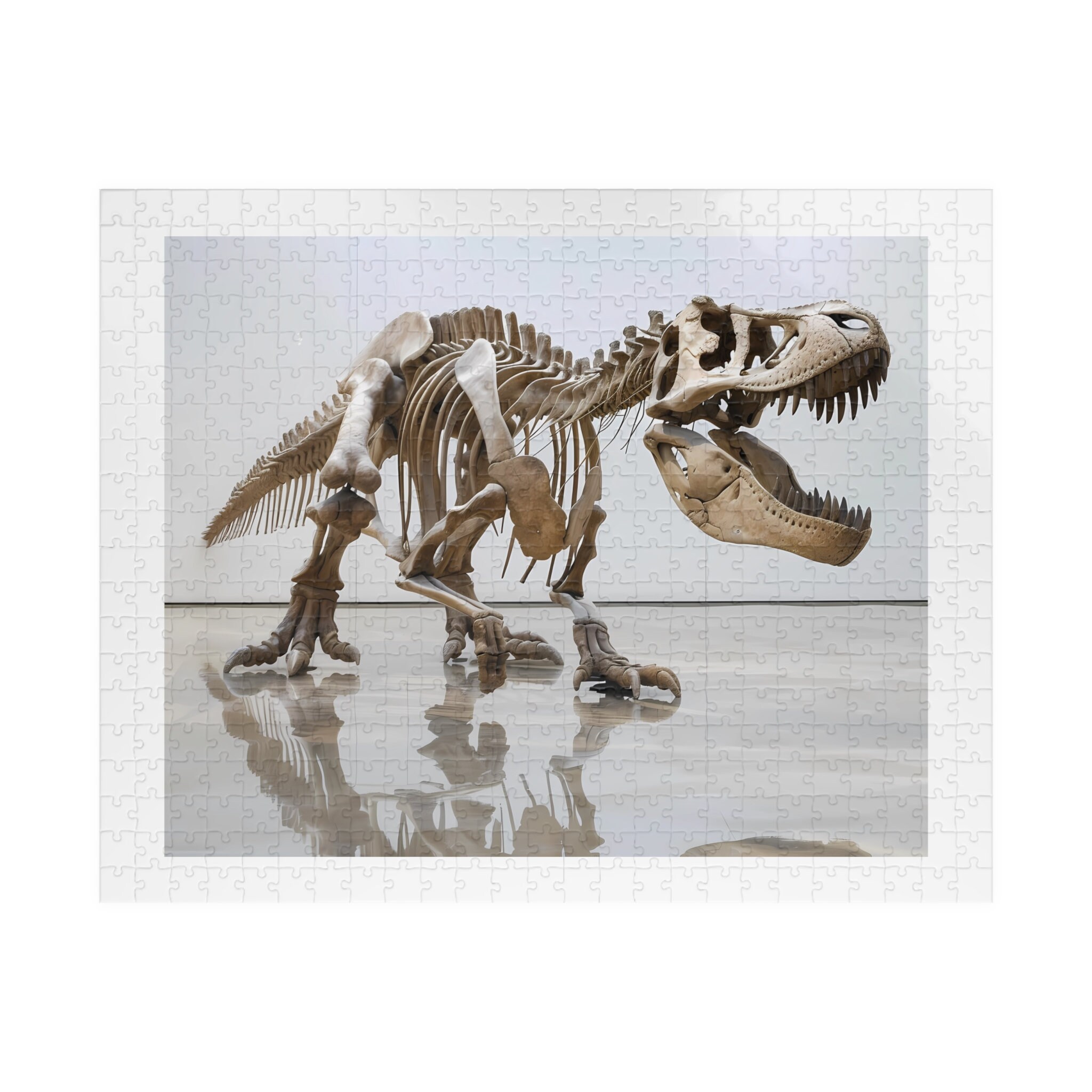 Puzzle, Tyrannosaurus Rex Skeleton on Mirrored Floor, Dinosaur Jigsaw ...