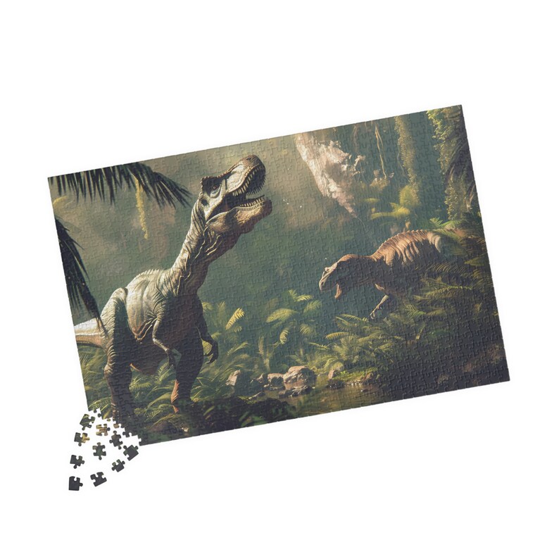 Dinosaurs in a Prehistoric Jungle Puzzle - Etsy