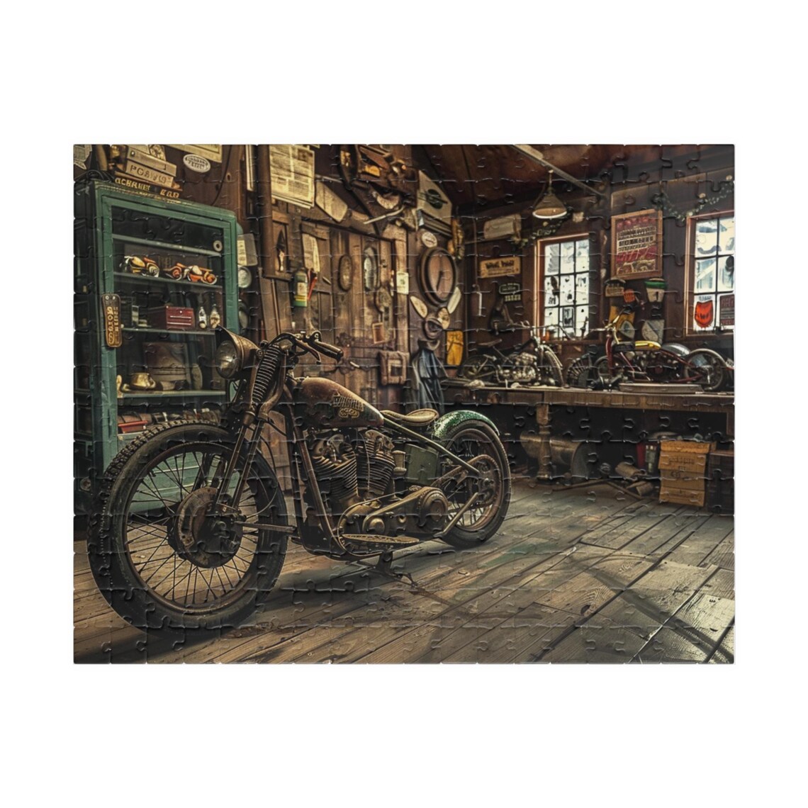Old School Motorcycle Garage Puzzle (110, 252, 520, 1014-piece) - Etsy