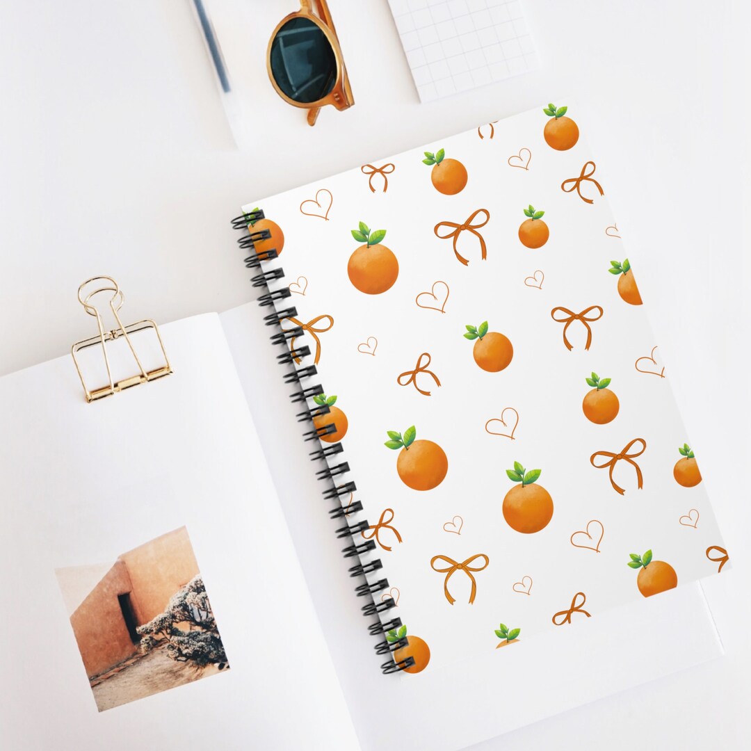 Orange Notebook, Coquette Room Decor Inspired Spiral Notebook Ruled ...