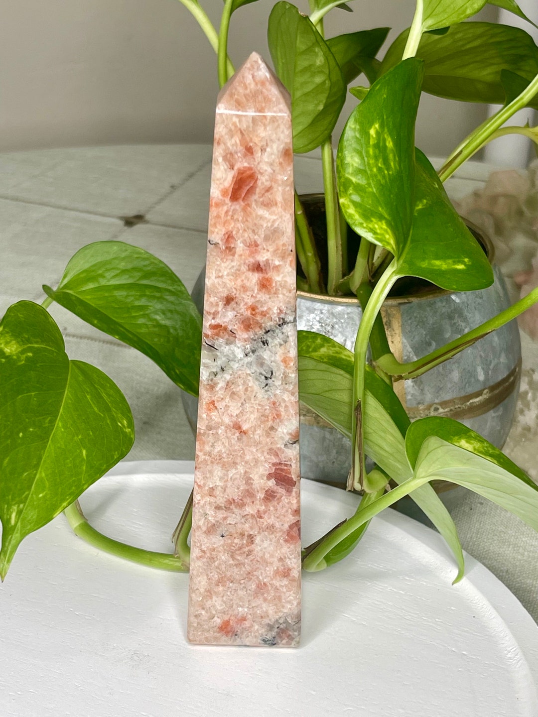 Large Sunstone Tower With Black Tourmaline - Etsy