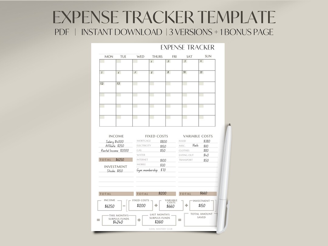 Expense Tracker | Spending Journal Template | Budget Planner Layout PDF ...