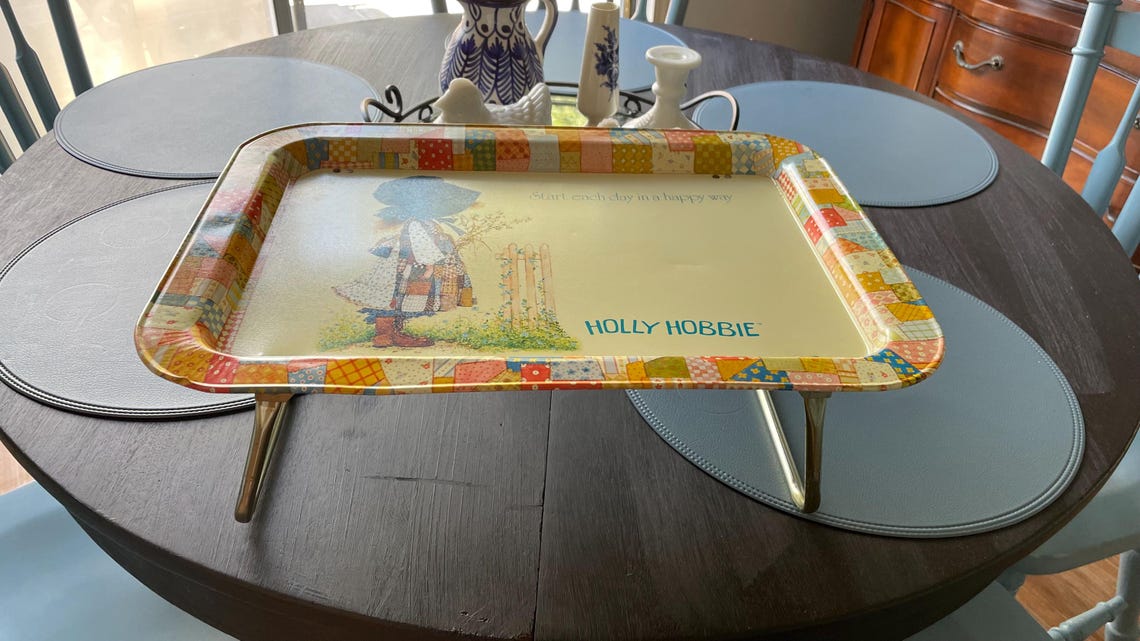 Vintage 1972 Holly Hobbie Folding Tray start Each Day in a Happy Way - Etsy