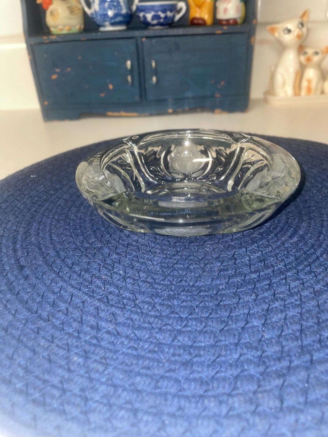 MCM Round Clear Glass Ashtray With Embossed Roses - Etsy