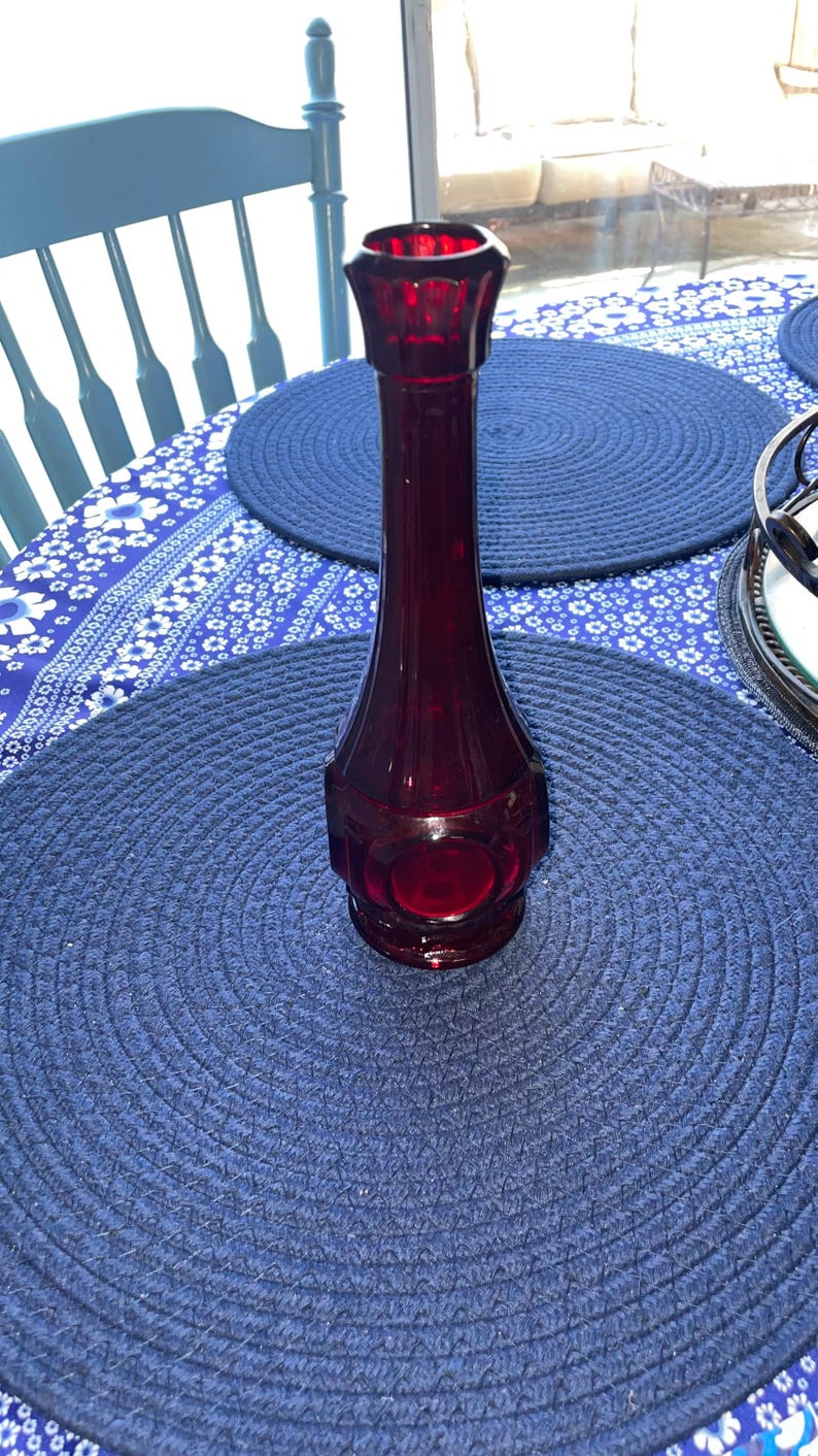 Vintage MCM Wheaton Ruby Red Bullseye Vase - Etsy
